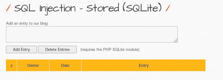 Sql Injection Stored Sqlite · Teckk2